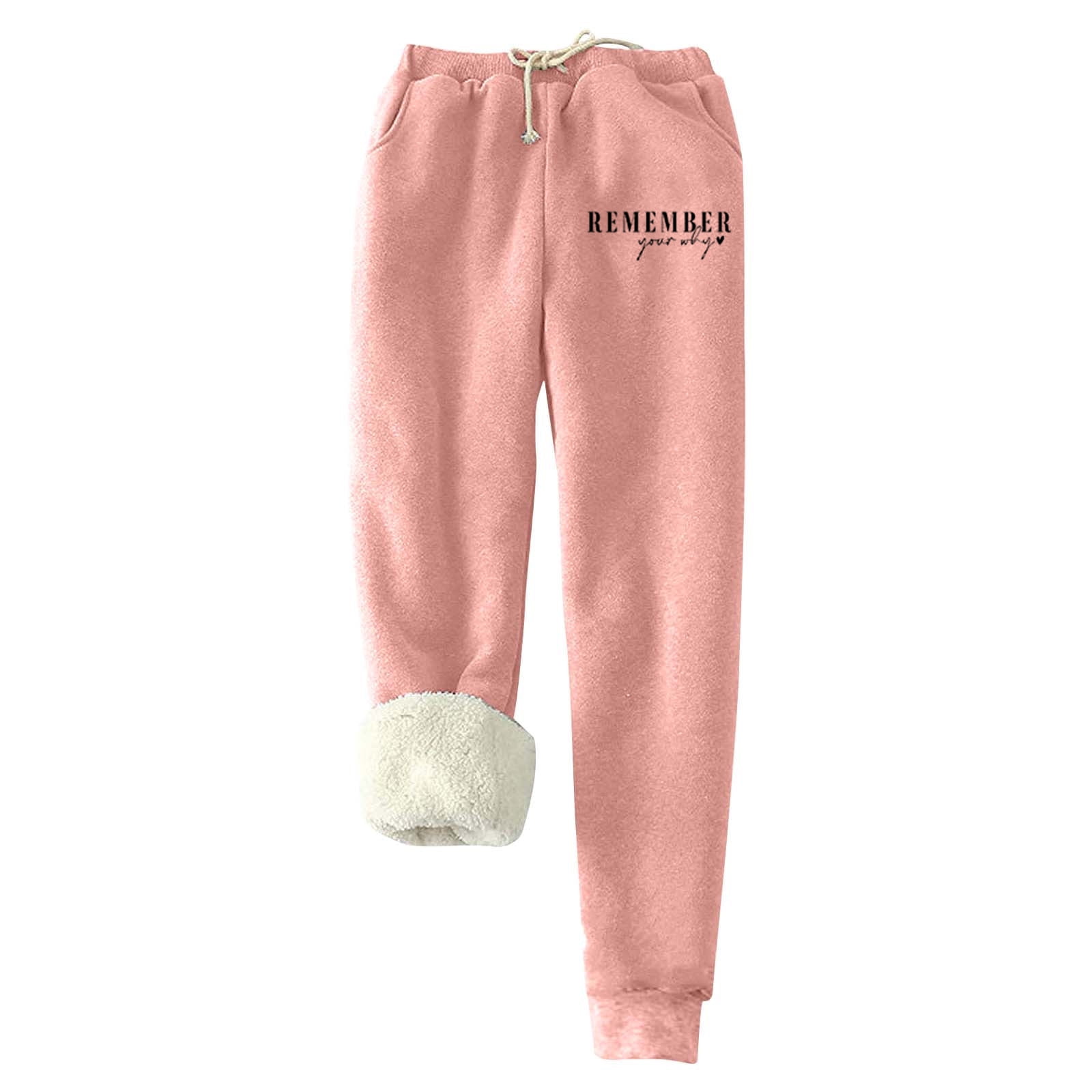 jsaierl Womens Fleece Lined Sweatpants Thermal Thick Warm Pants Cotton ...