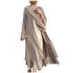 IBTOM CASTLE Muslim Chiffon Abaya for Women Open Front Cardigan Modest Dress with Hijab Scarf ...