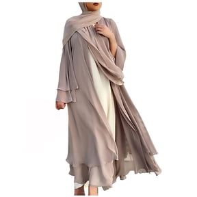 IBTOM CASTLE Muslim Chiffon Abaya for Women Open Front Cardigan Modest ...