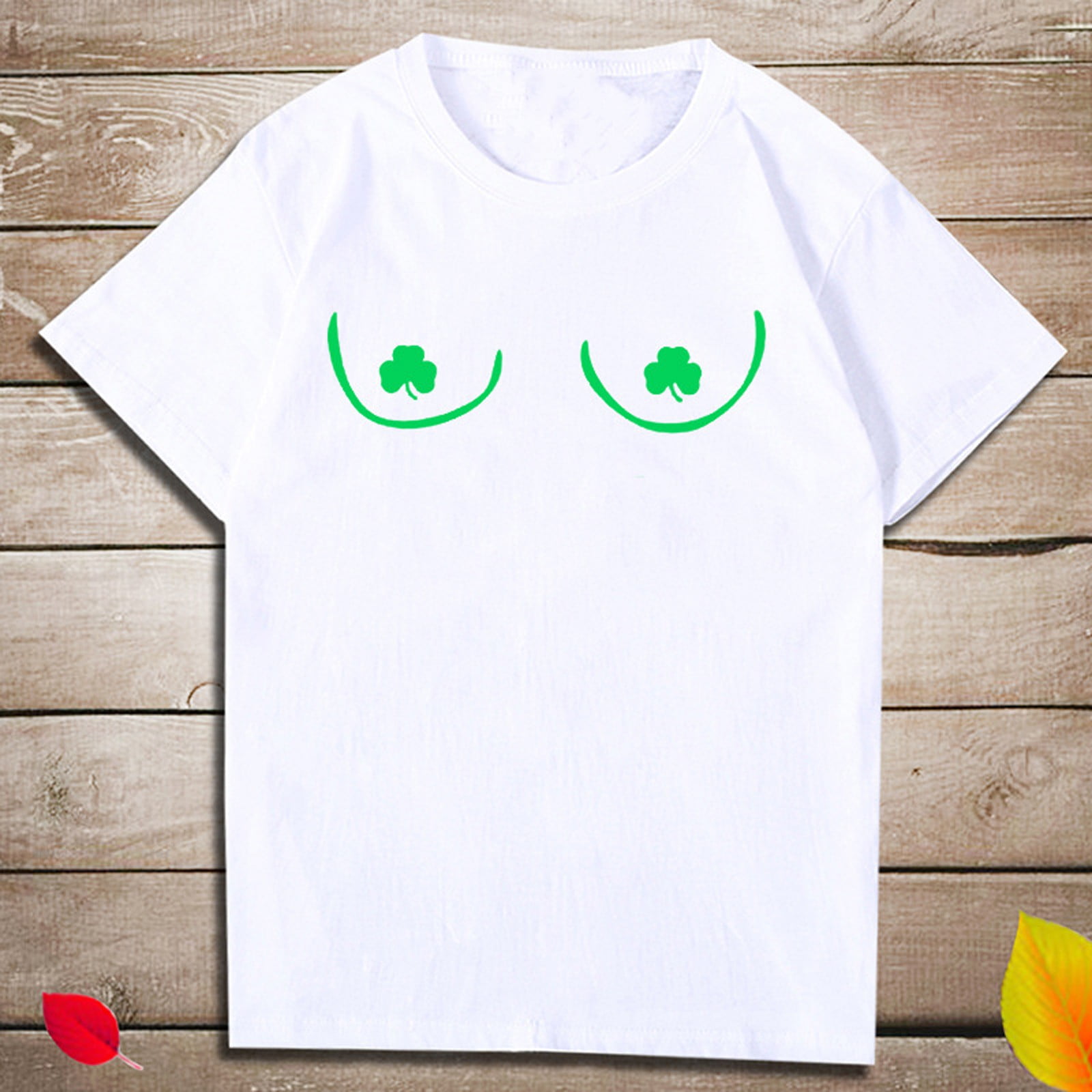 Jsaierl Womens St Patricks Day Tshirts Lucky Four Leaf Clover Graphic