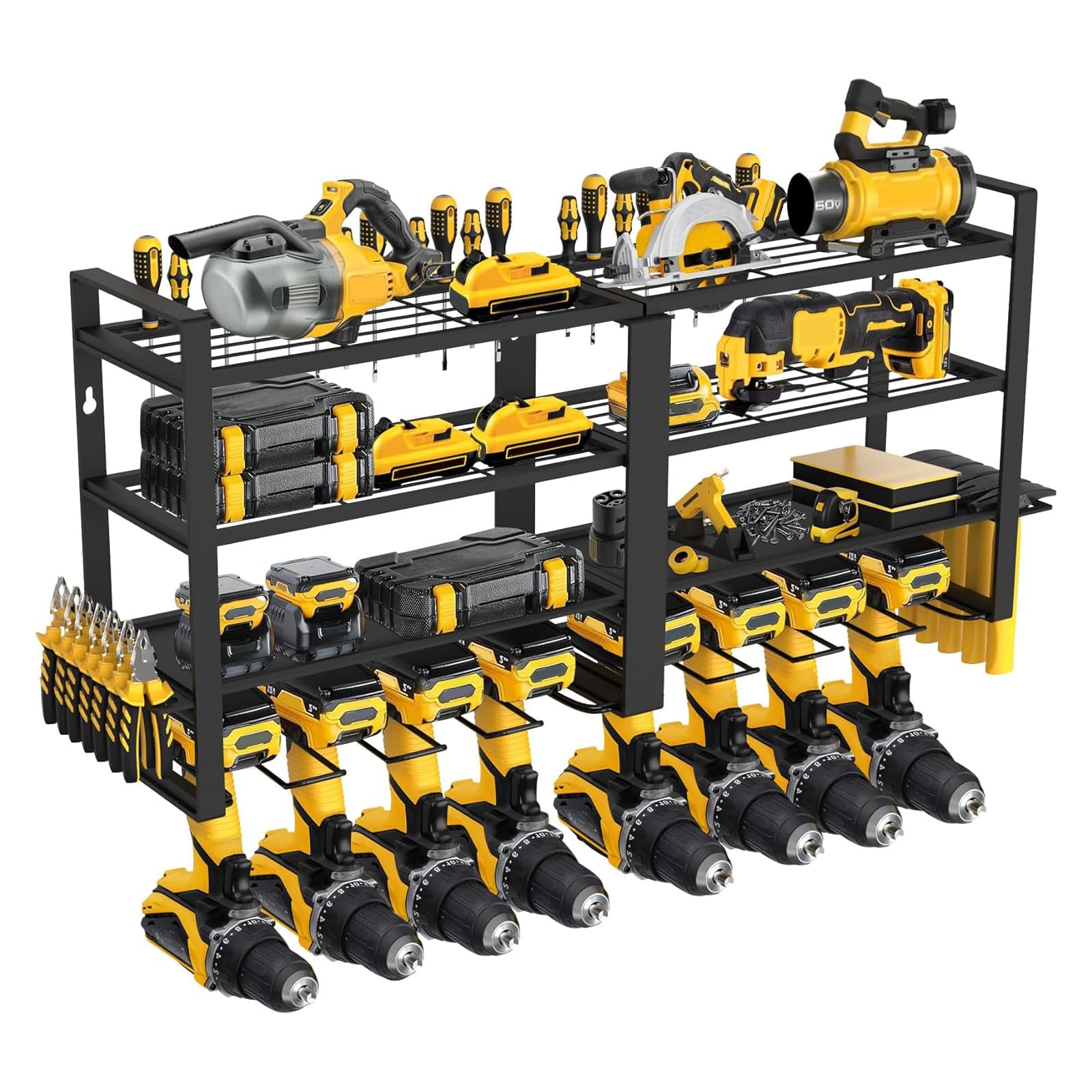jsyonii Power Tool Organizer Wall Mount, Heavy Duty 4-Layer 8-Slot ...
