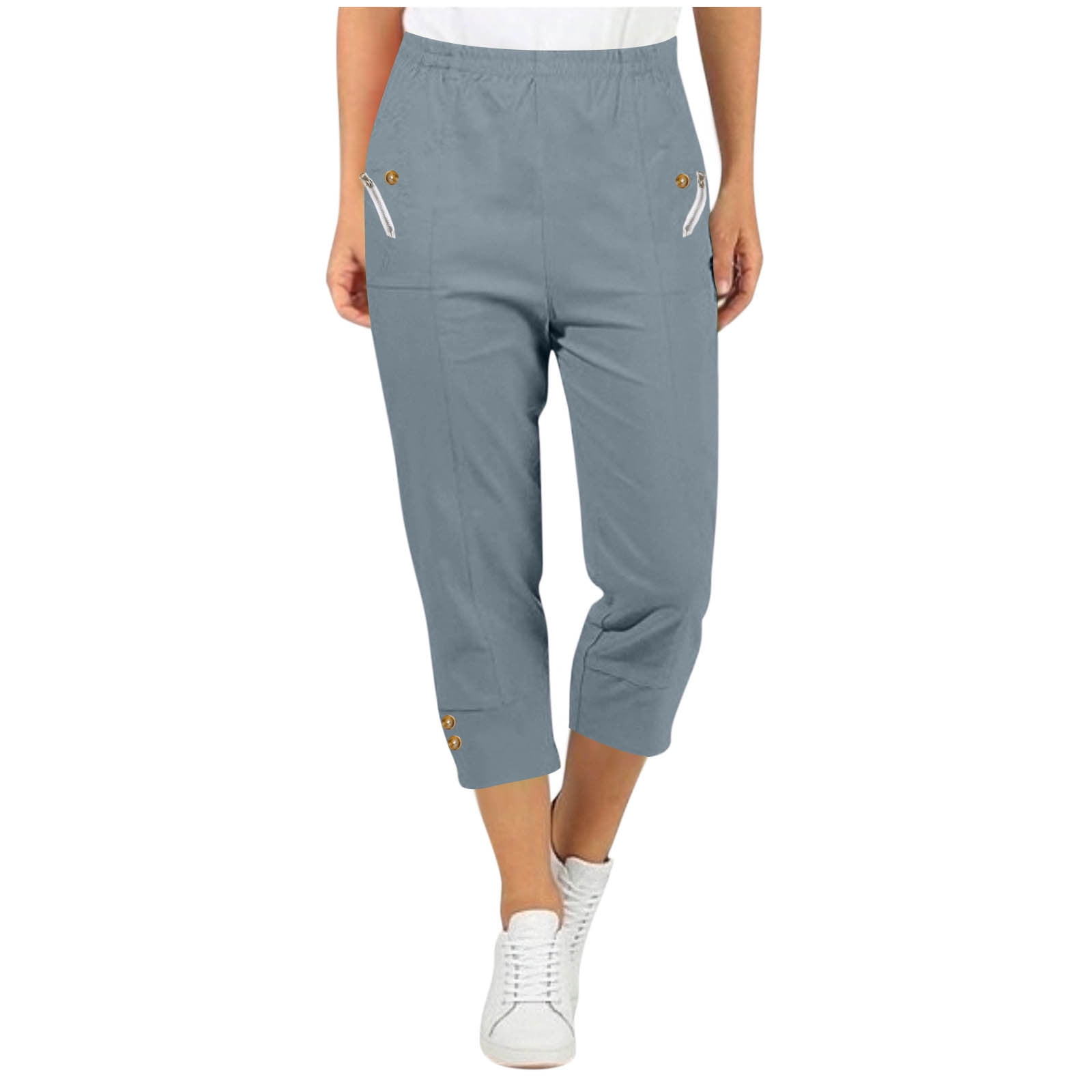 jtjvou Capri Pants for Women High Elastic Waist Lightweight Capris with ...