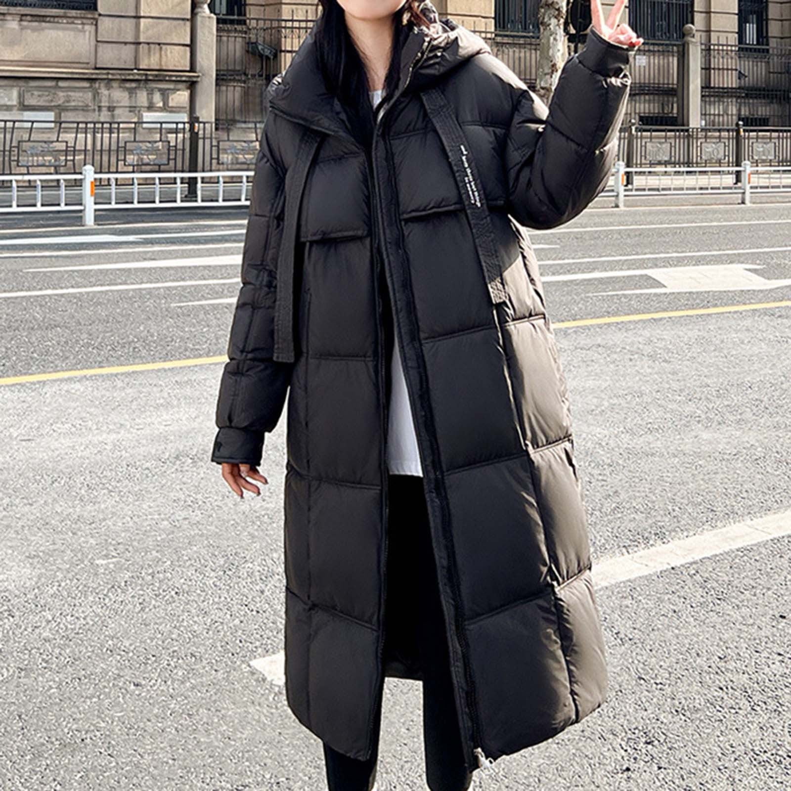 jtjvou Long Puffer Jackets for Women Winter Warm Jackets Zip Up Quilted ...