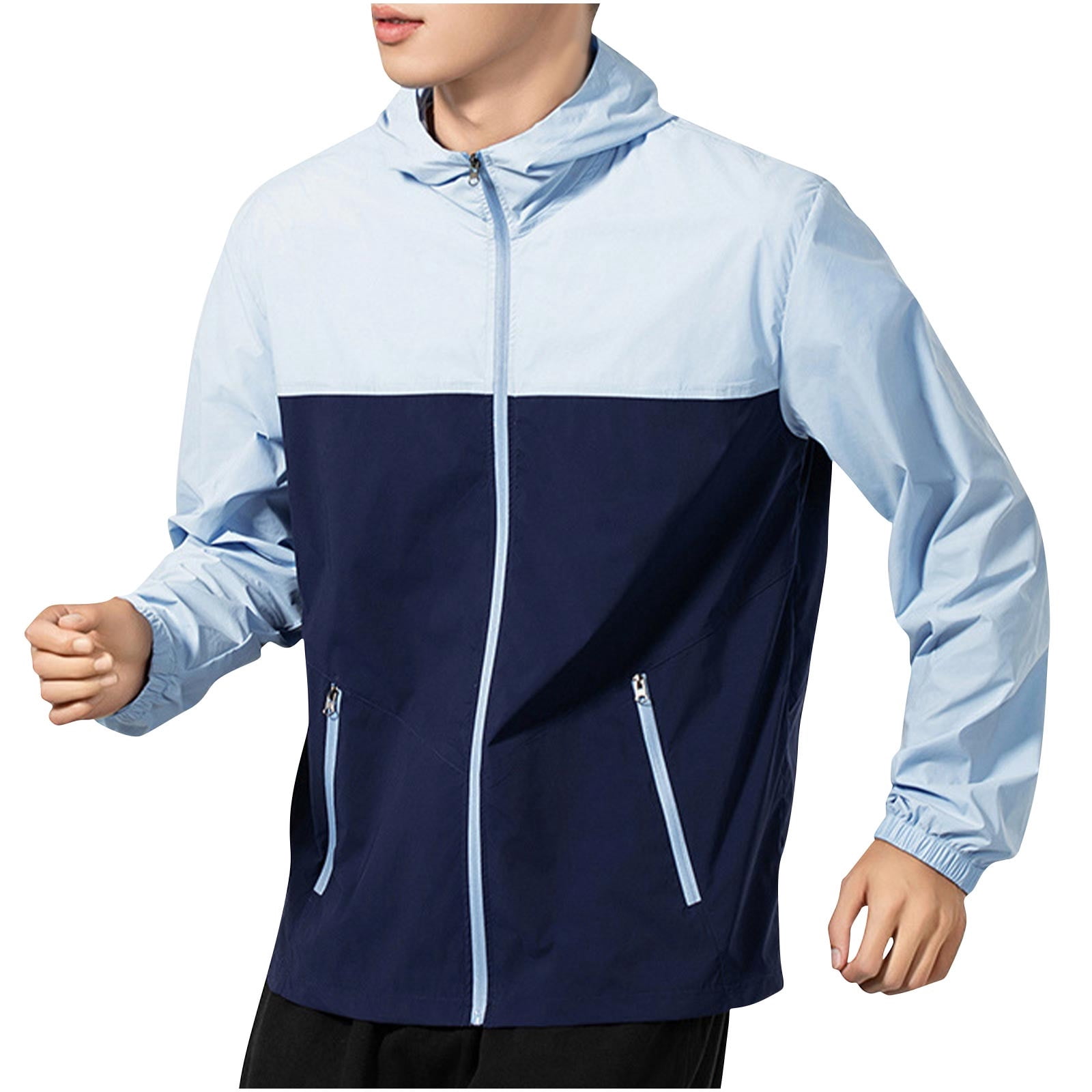 jtjvou Men's Color Block Fashion Raincoat Lightweight Fall Rain Jackets ...