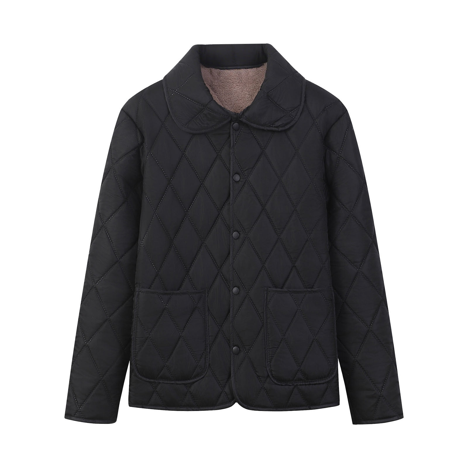 jtjvou Quilted Barn Jacket for Women Corduroy Collar Lightweight Puffer ...