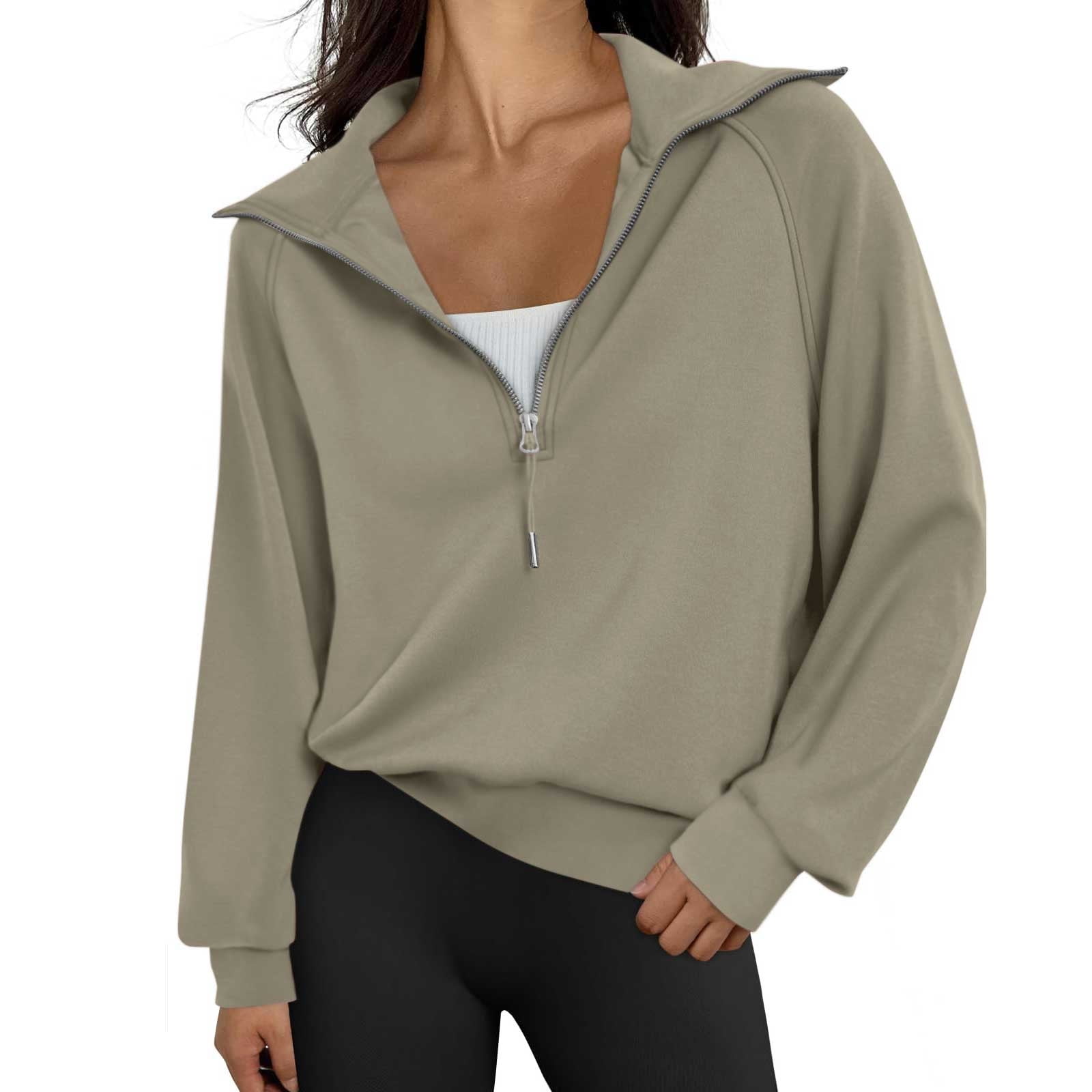 Jtjvou Trendy Queen Womens Oversized Sweatshirts Half Zip Pullover Long