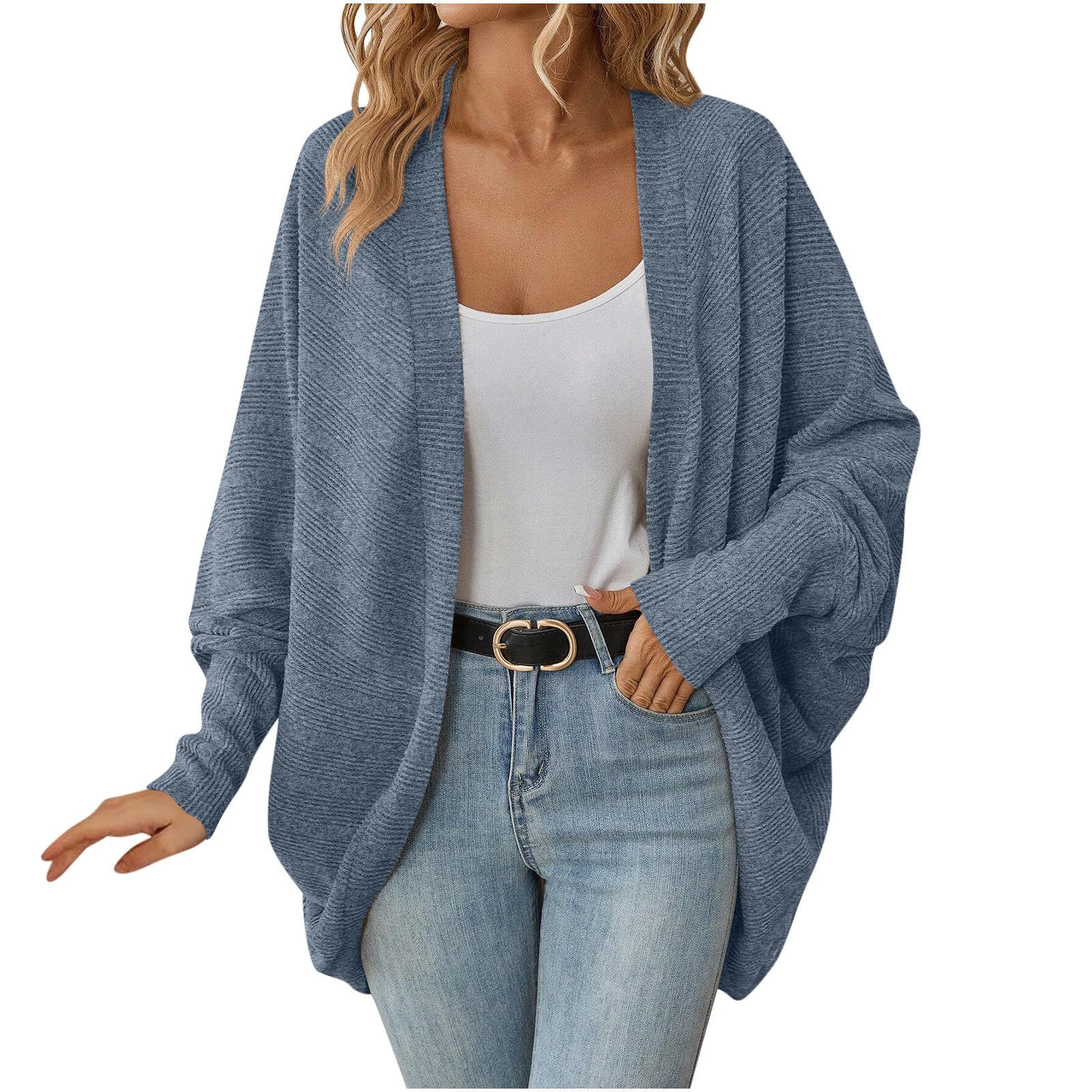 jtjvou Women Batwing Sleeve Sweater Cardigan Soft Knit Coats Open Front ...