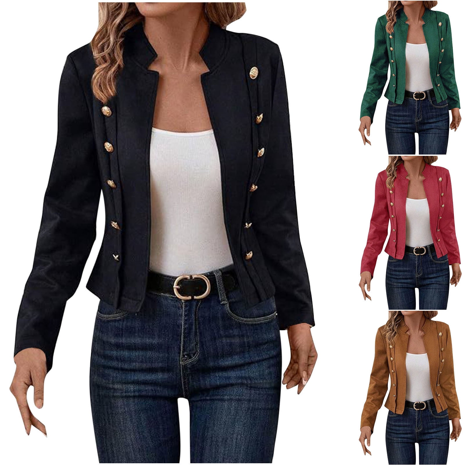 jtjvou Women's Faux Suede Jackets 2025 Fall Casual Business Long Sleeve ...