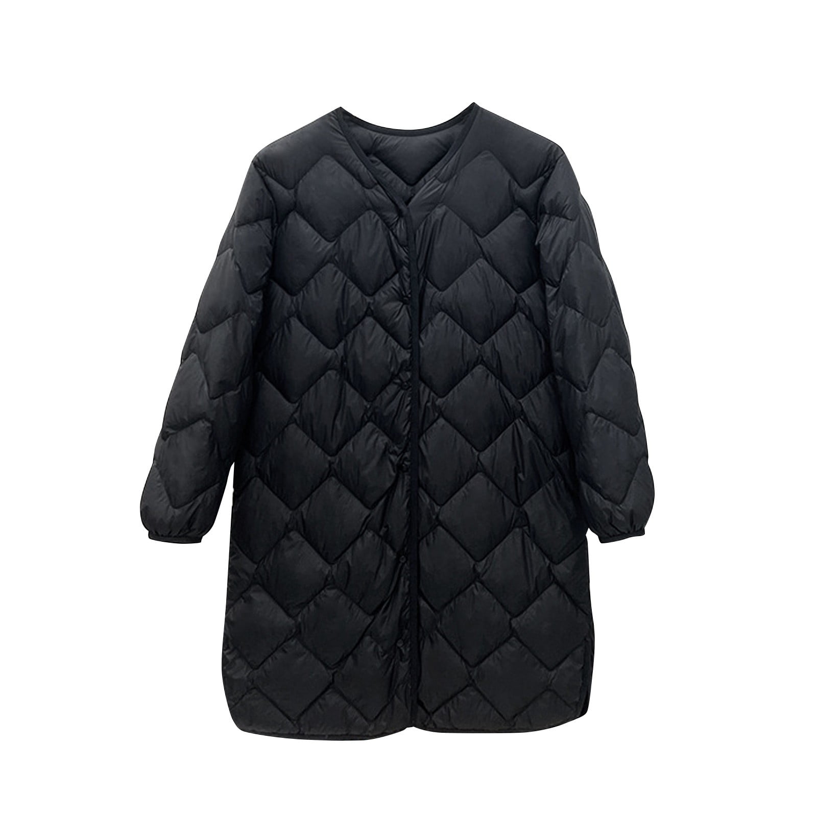 jtjvou Women's Quilted Puffer Jackets Lightweight Snap Button Midi ...