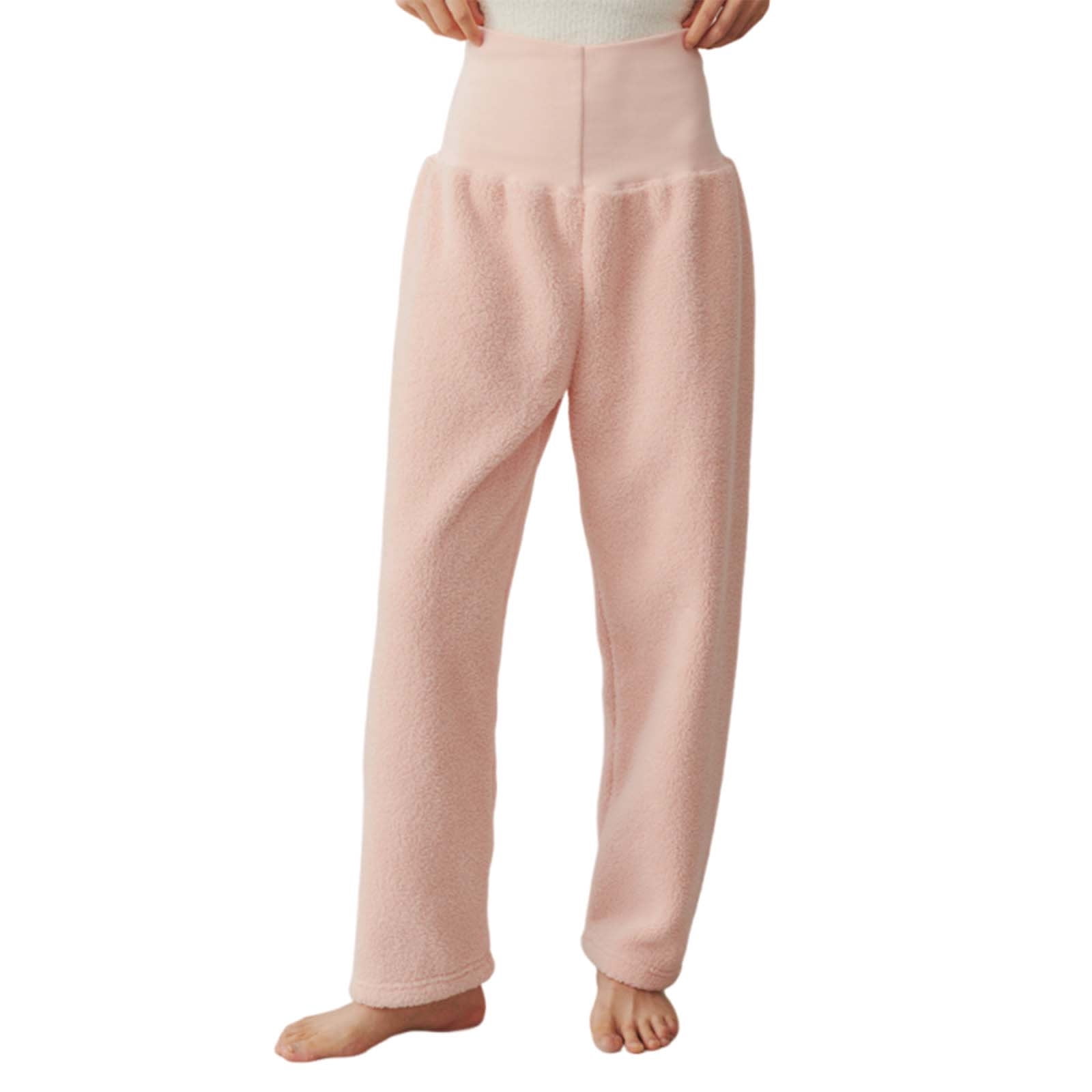 jtjvou Womens Fuzzy Pants High Waisted Warm Shaggy Plush Pajama Pants ...