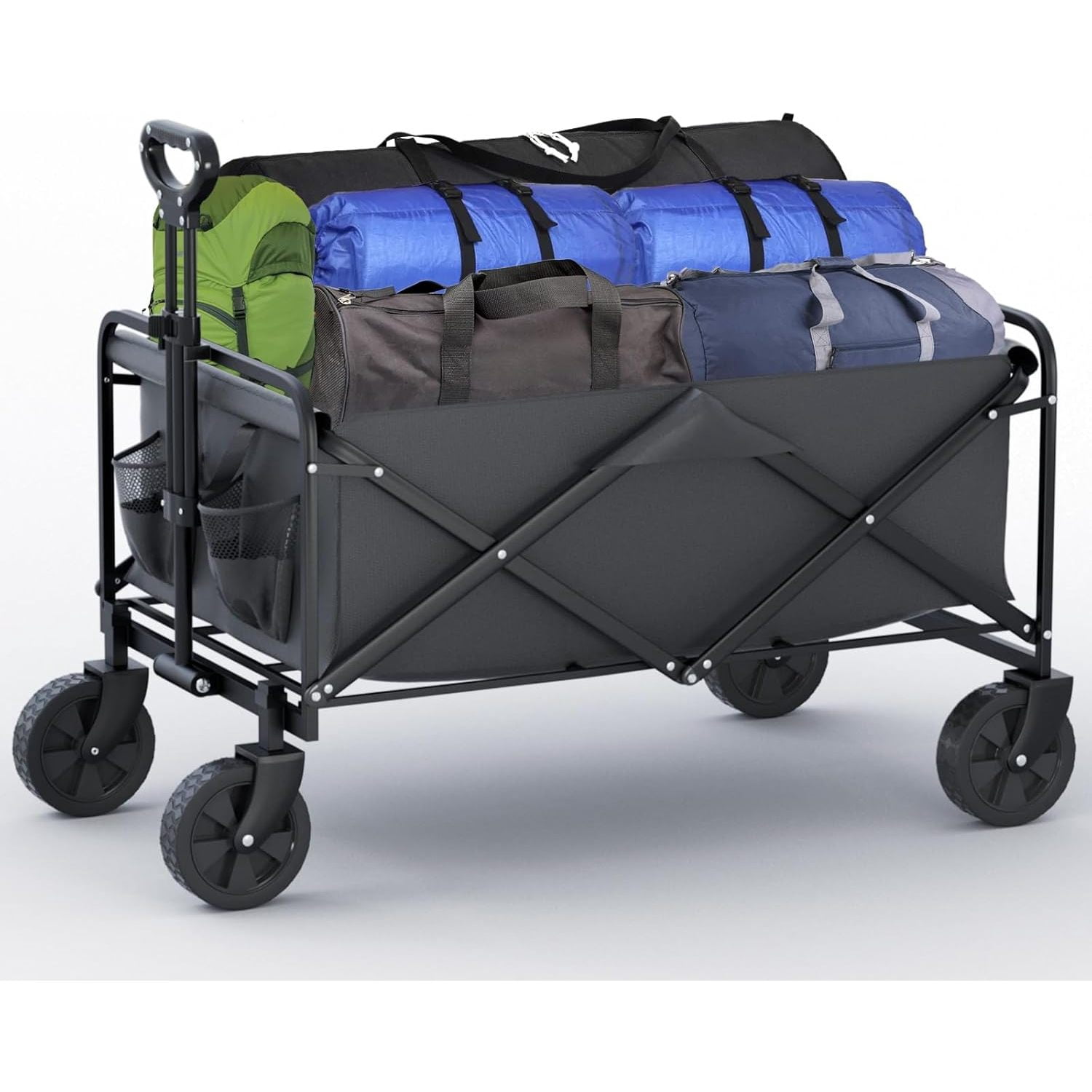 jtsp Collapsible Wagon, Foldable Beach Cart with All Terrain Wheels ...