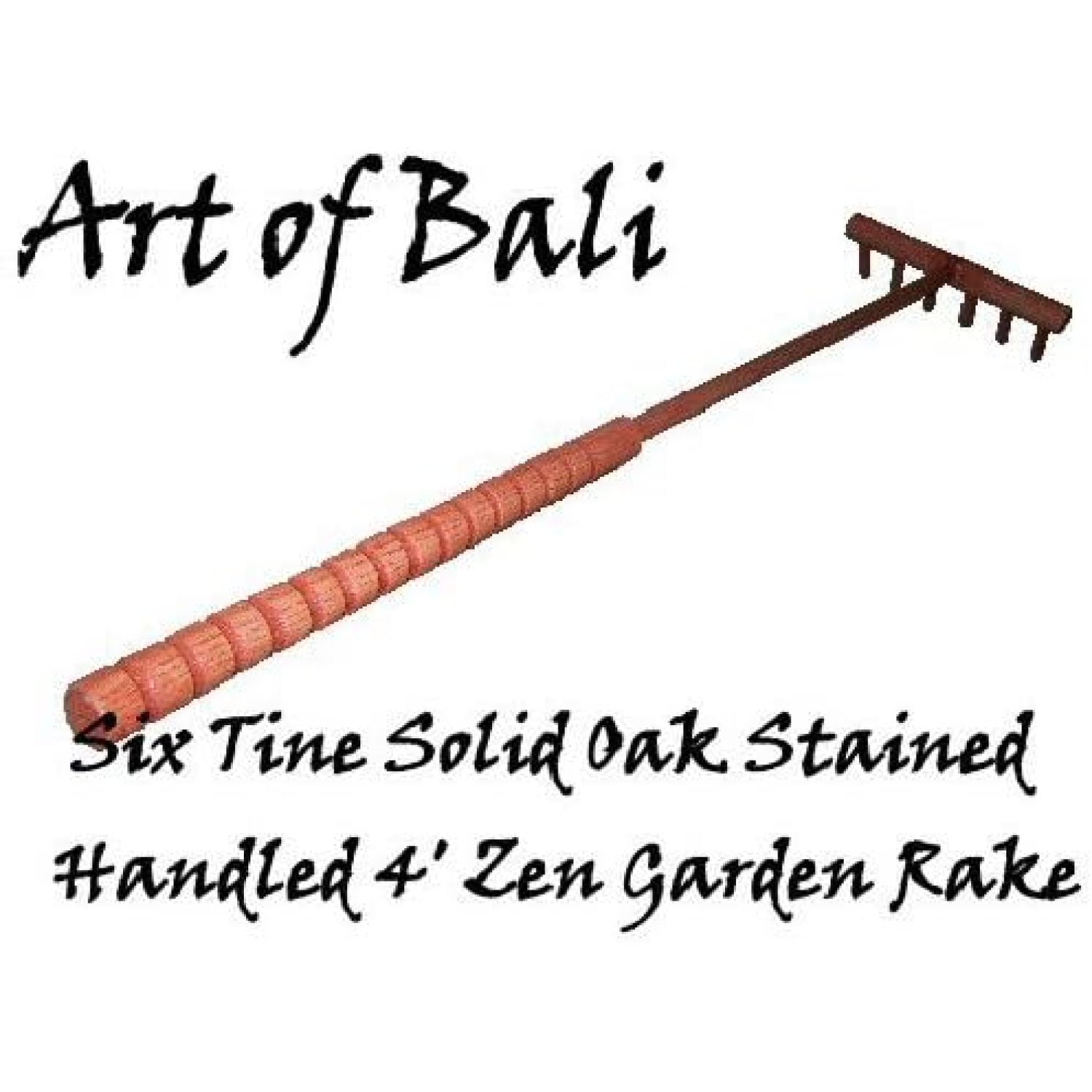 jtsp Zen Garden Rake 6 Tine 48" 6 Tine Handled and Stained Solid Oak ...