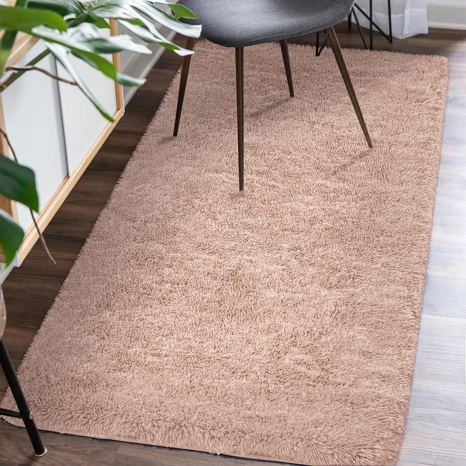 xrboomlife LTKIF Black Fluffy 5x7 Area Rug for Living Room Large Shag ...