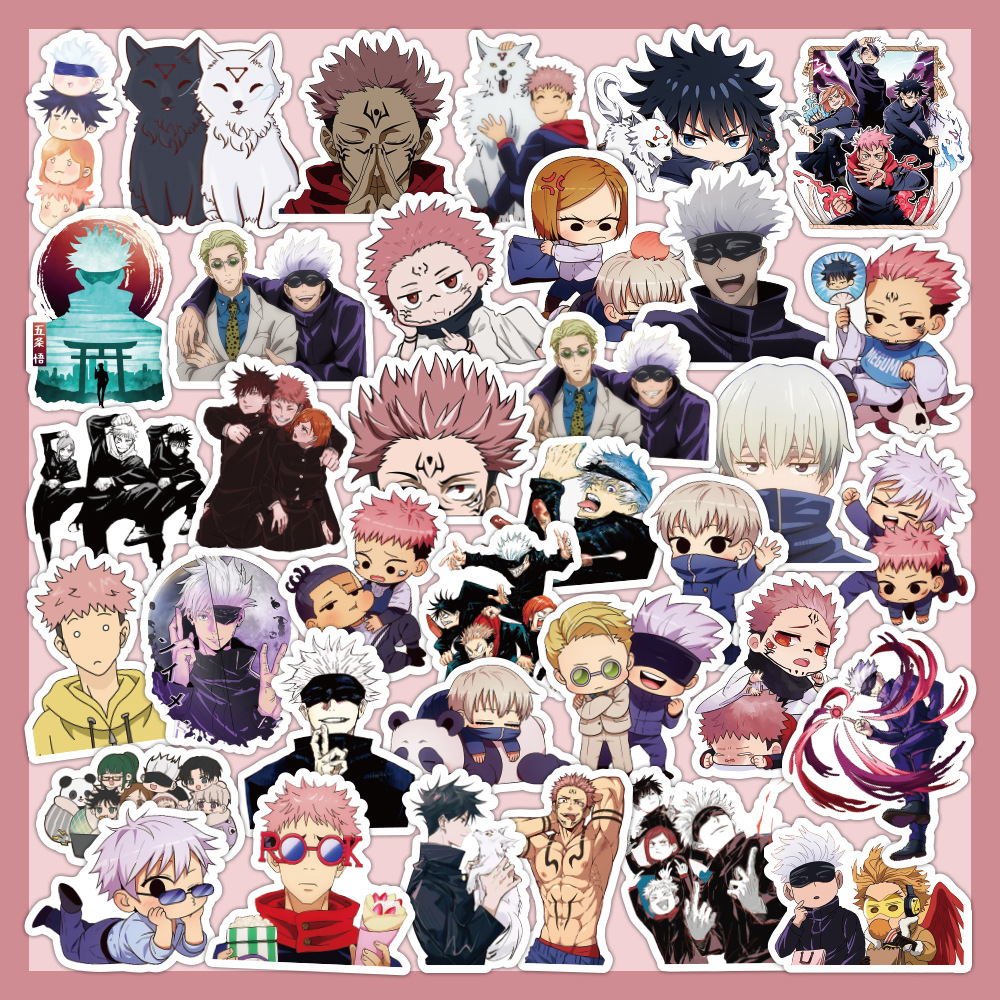 jujutsu kaishen stickers, black and white anime Wujo Wu DIY hand ...