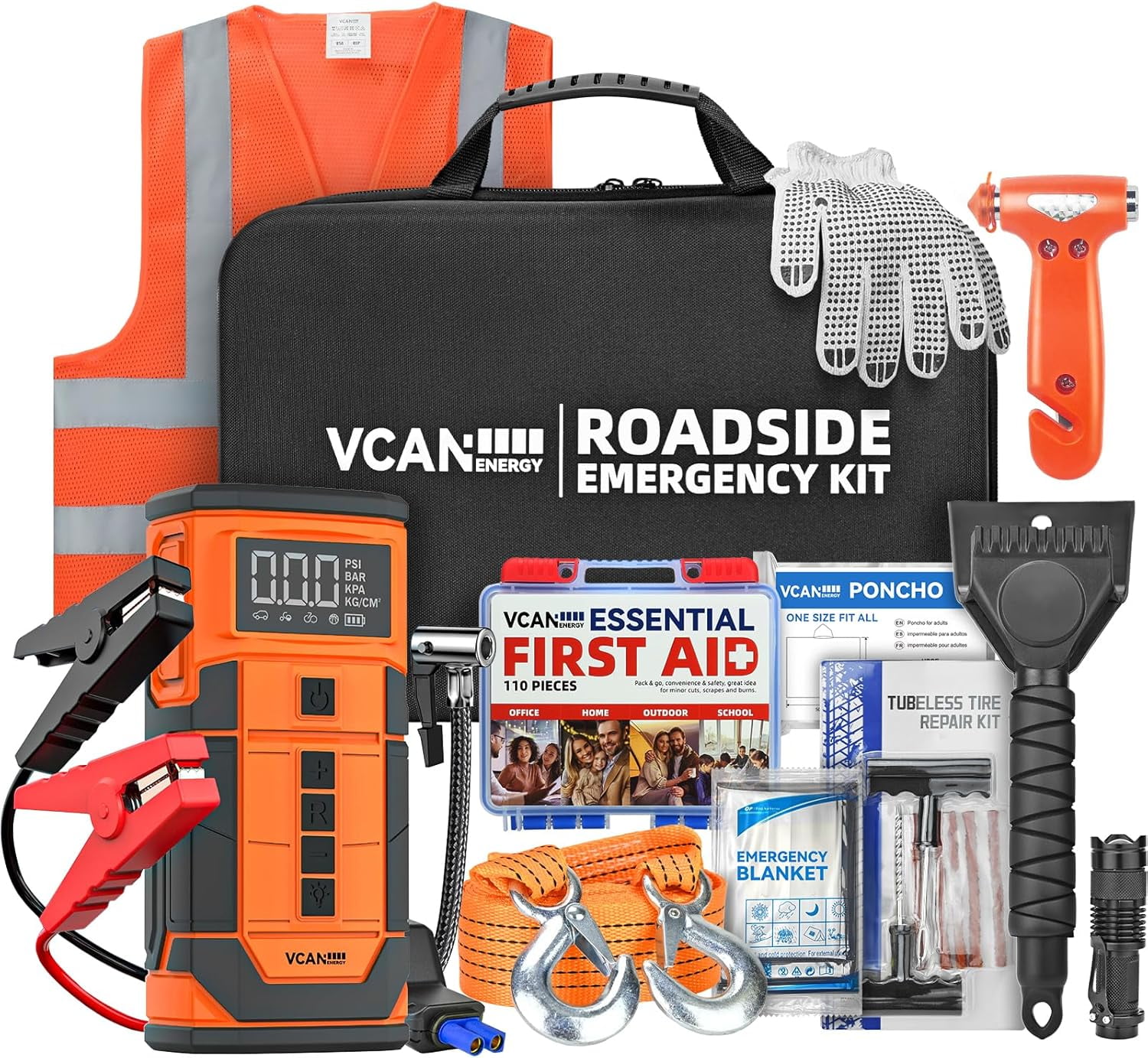 jump starter with air compressor, **roadside emergency car kit with 12v ...