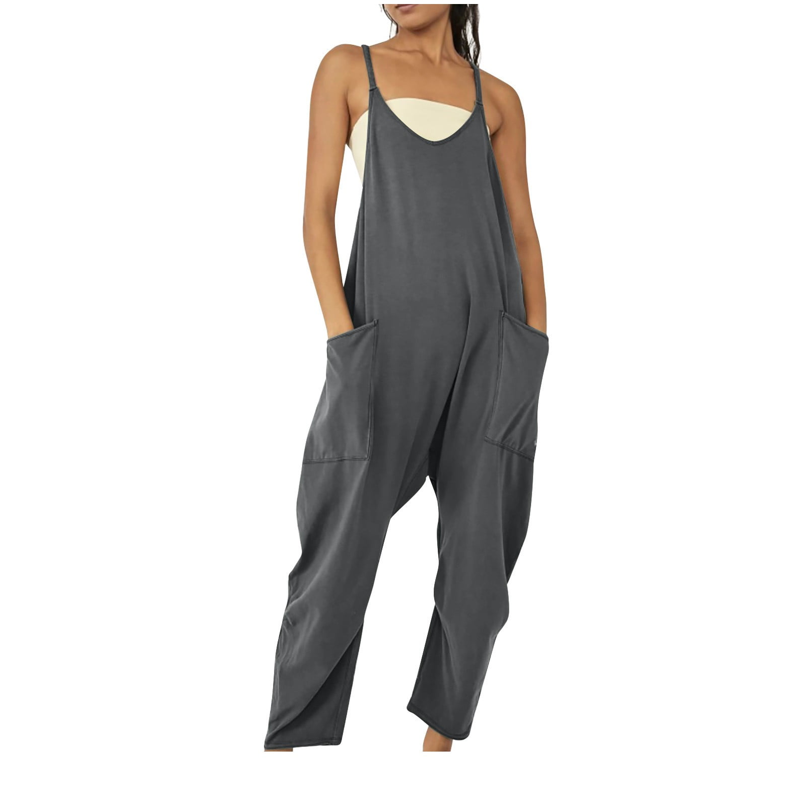 Jumpsuits For Women Dressy 2024 Fashion And Casual Cold Shoulder Jumpsuit Solid Suspender