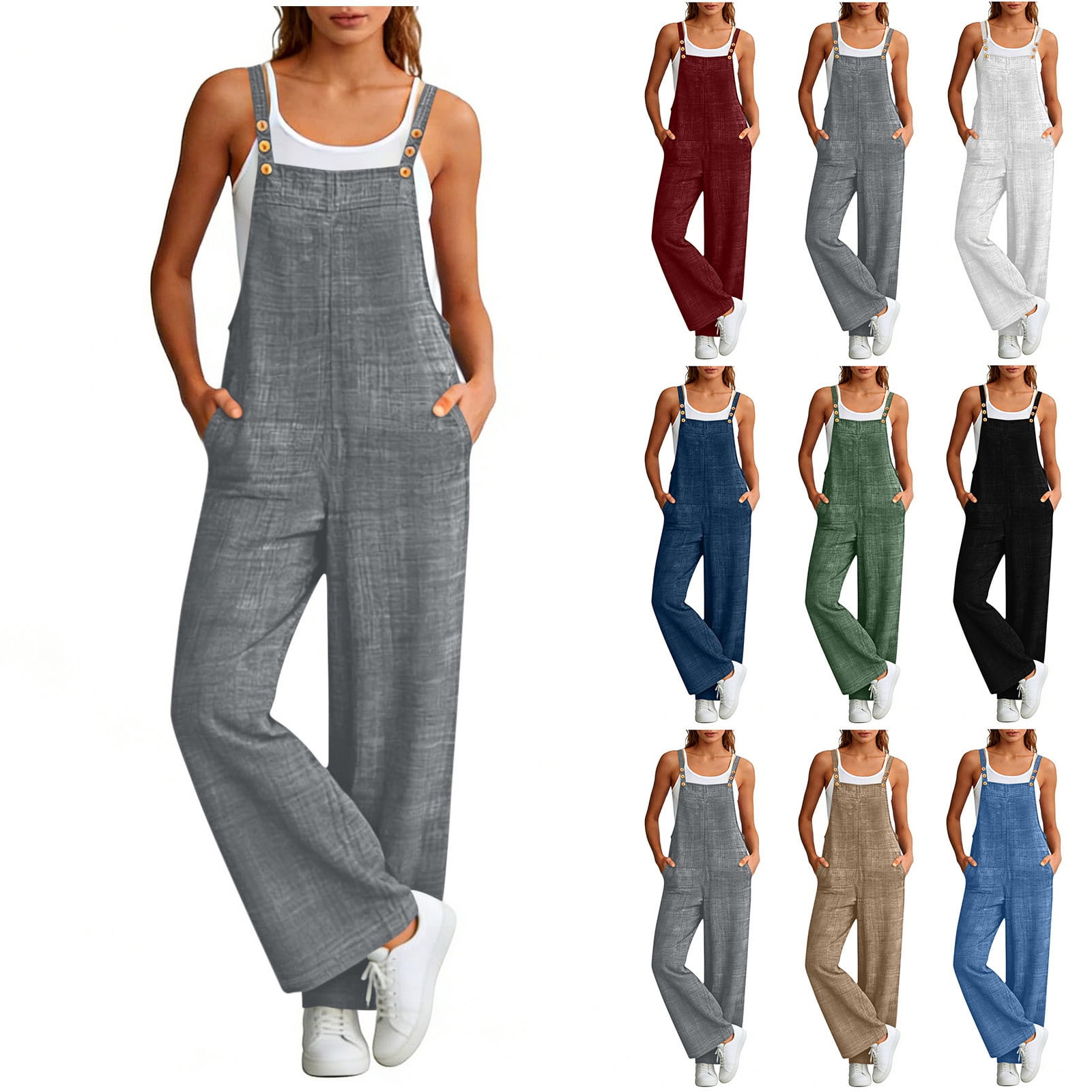 jumpsuits for Women Dressy New Sleeveless Overalls Jumpsuit Casual ...