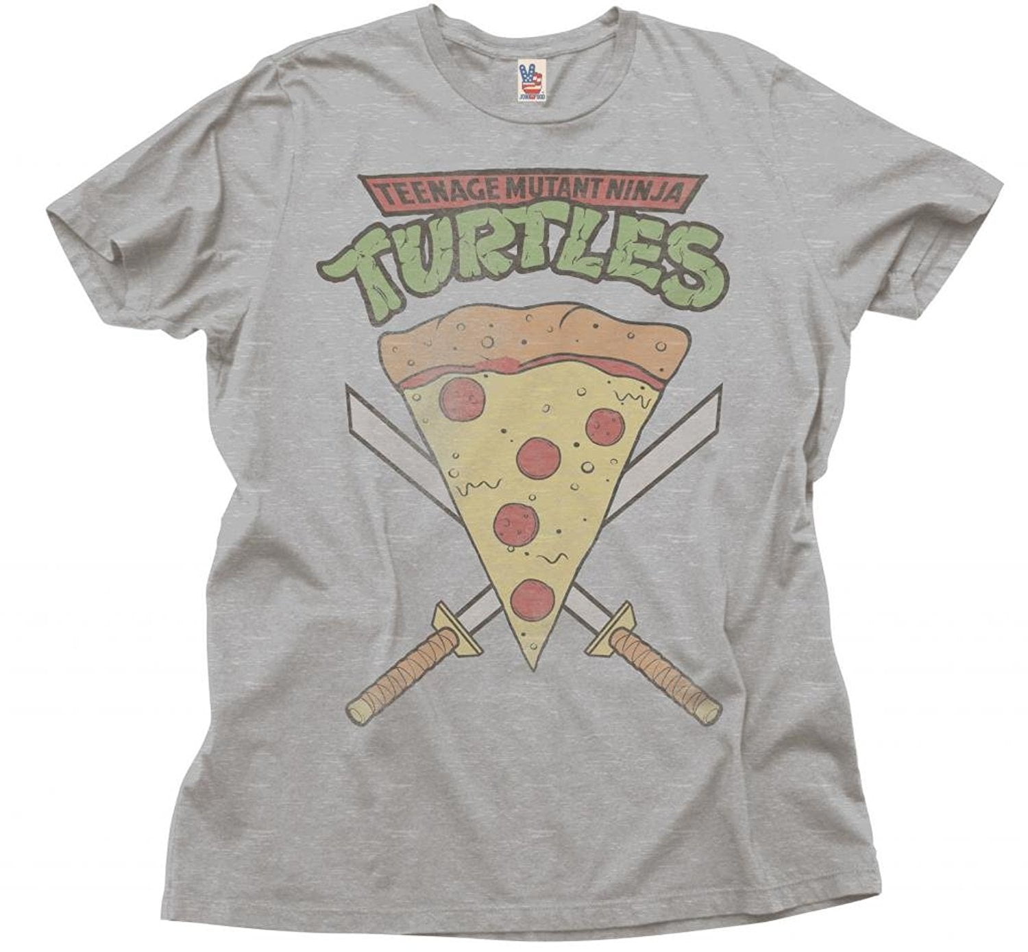 junk food teenage mutant ninja turtles pizza slice adult heather gray t ...