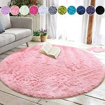Junovo Round Fluffy Area Rugs For Kids Girls Princess Castle Plush ...
