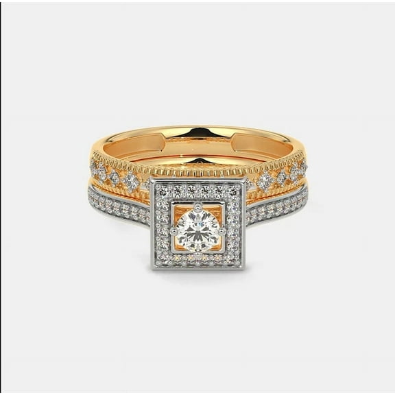 AFFY Halo Solitaire Bridal Ring Set for Women 1.00 Carat Pear and Round ...