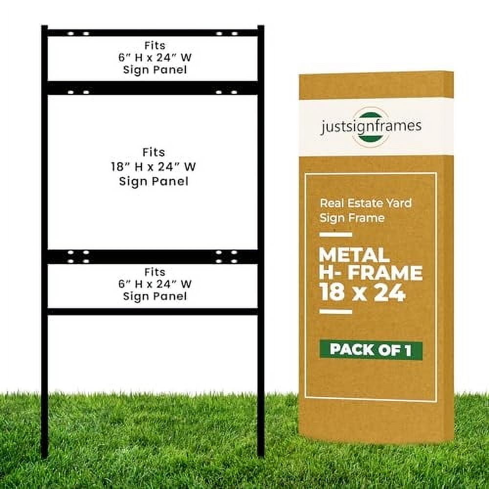 justsignframes Real Estate Yard Sign Stake Metal H Frame (1 Pack) - 18 ...