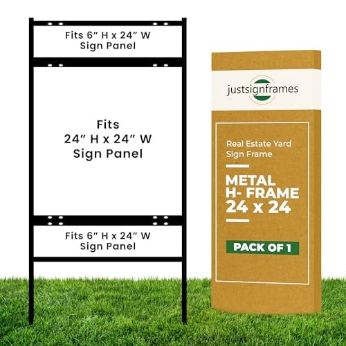 justsignframes Real Estate Yard Sign Stake Metal H Frame (1 Pack) - 24 ...