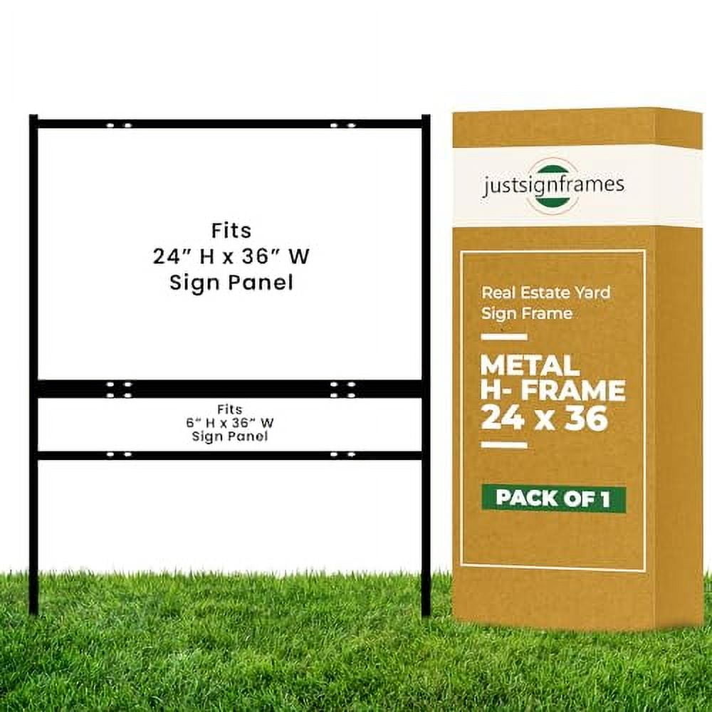 justsignframes Real Estate Yard Sign Stake Metal H Frame (1 Pack) - 24 ...