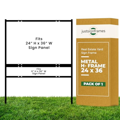 justsignframes Real Estate Yard Sign Stake Metal H Frame (1 Pack) - 24 ...