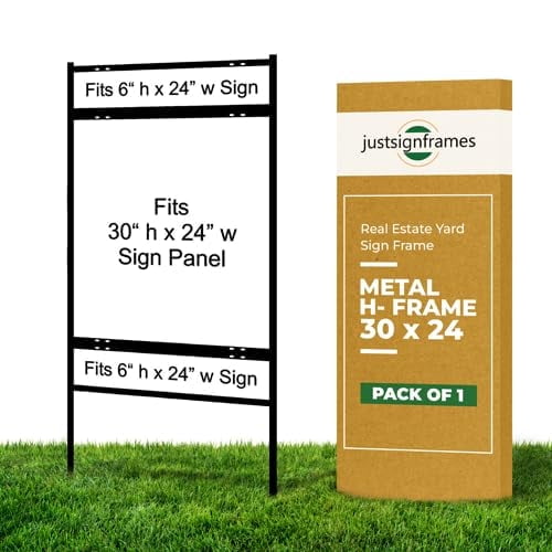 justsignframes Real Estate Yard Sign Stake Metal H Frame (1 Pack) - 30 ...