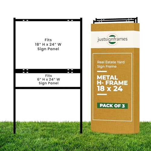 justsignframes Real Estate Yard Sign Stake Metal H Frame (3 Pack) - 18 ...