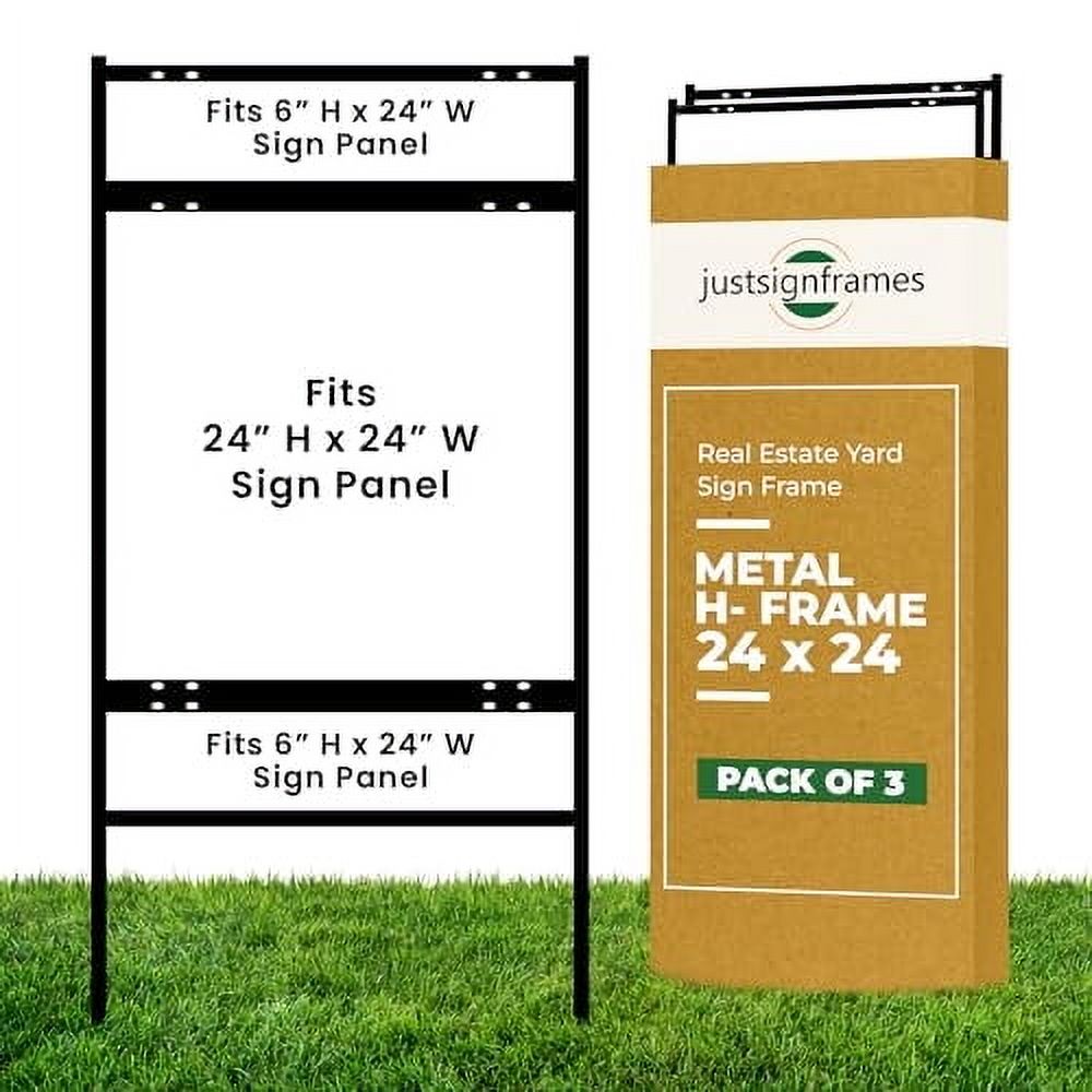 justsignframes Real Estate Yard Sign Stake Metal H Frame (3 Pack) - 24 ...