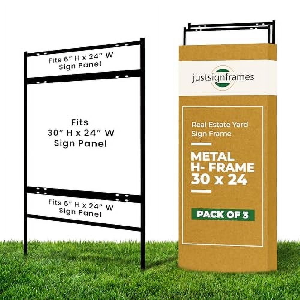 justsignframes Real Estate Yard Sign Stake Metal H Frame (3 Pack) - 30 ...