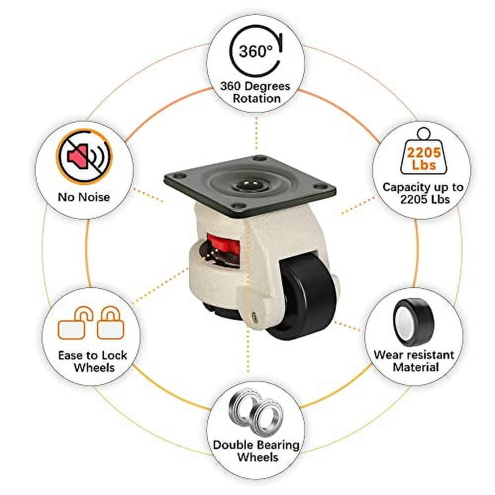 jxgzyy 4 Pcs Leveling Machine Casters Heavy Duty Retractable Workbench ...