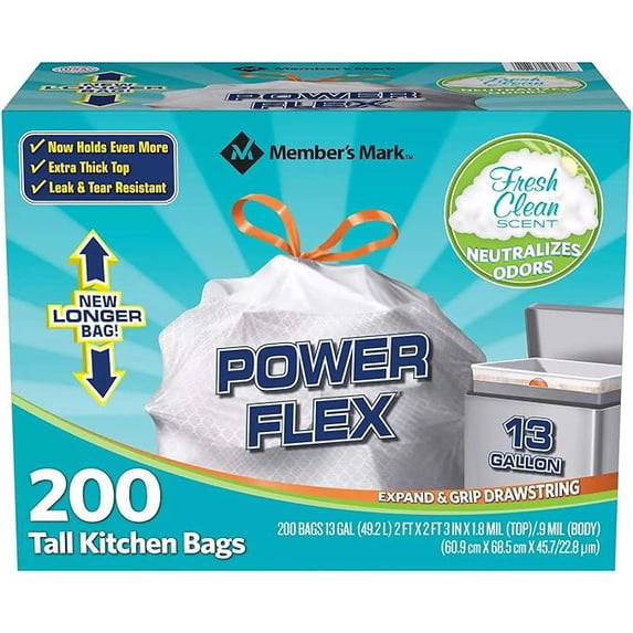 jylp 13 Gallon Fresh Scent Drawstring Tall Kitchen Trash Bags ...