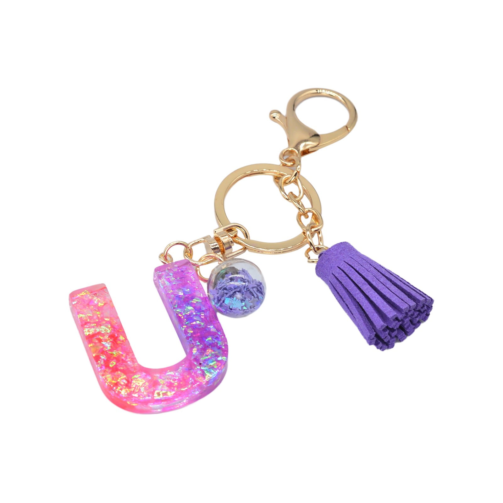 kaHgKids Resin Glittering Letter Keychain, Color Stitching Stitching ...