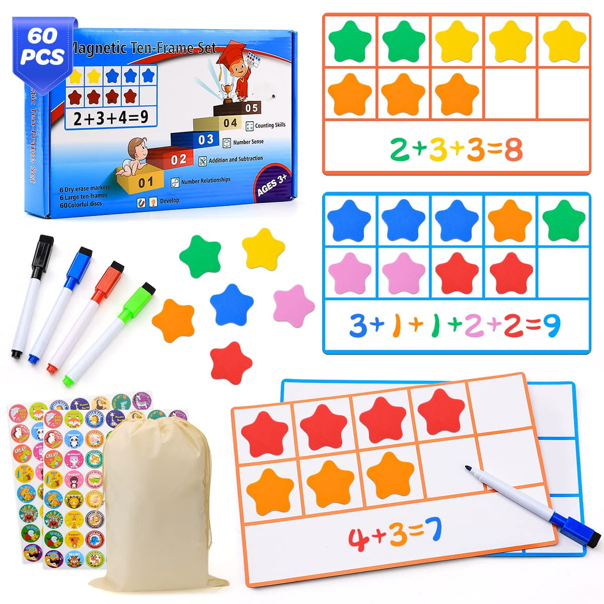 kactoily Magnetic Ten-Frame Set IFF17 Novelty Magnetic Toys for ...