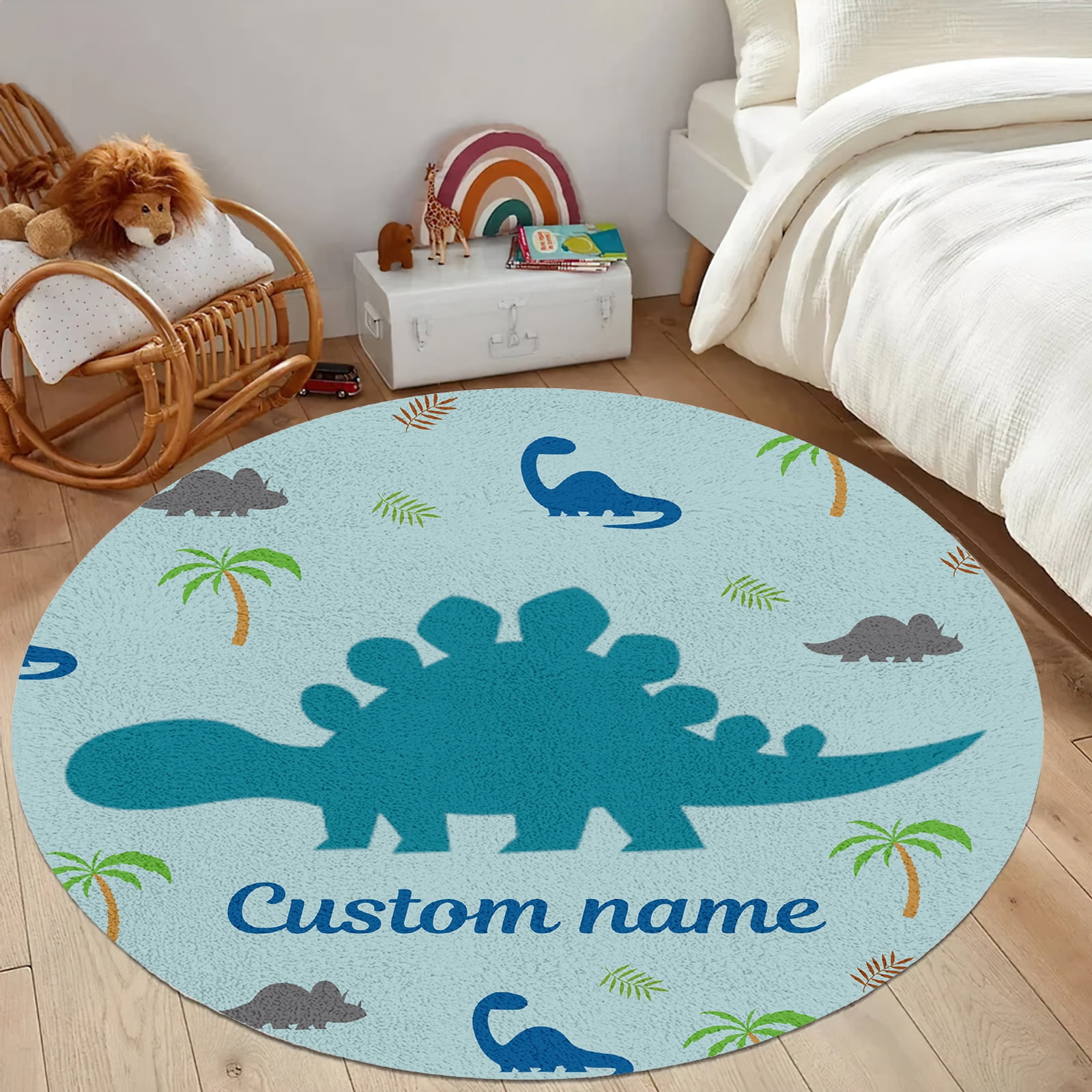 kainsy Personalized Dinosaur Area Rug for Baby Girls Boys: Customized ...
