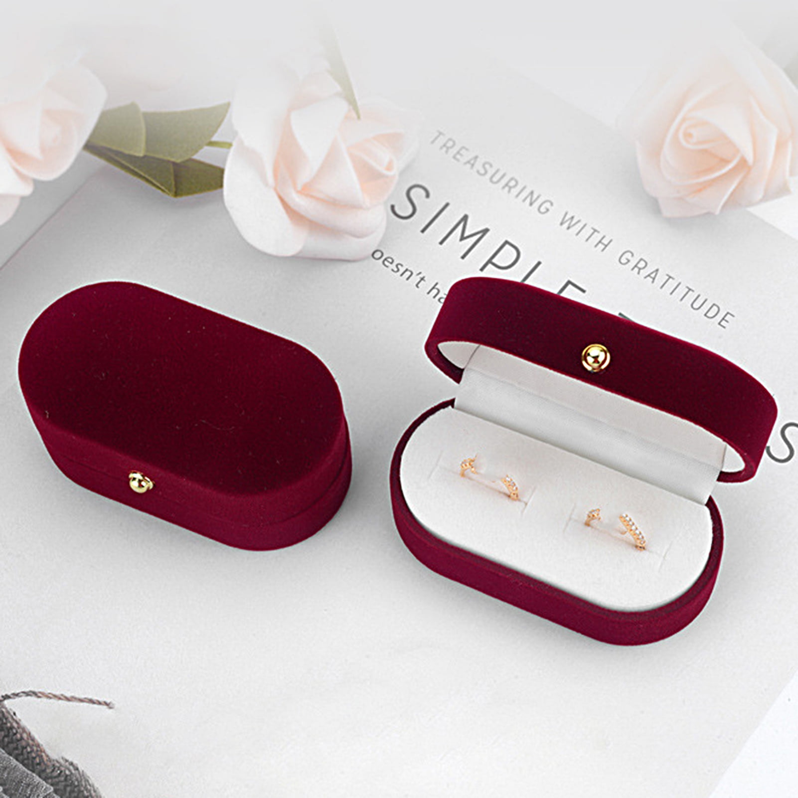 kaioher Pair Ring Box Elegant Dustproof Inner Fleece Soft Touching ...