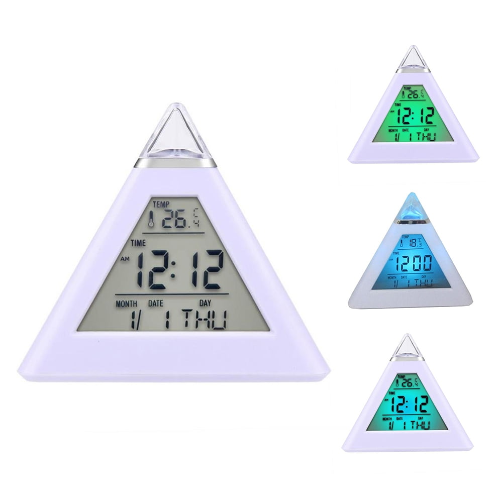 kaioher Pyramid LED Backlight Digital Display Time Thermometer Calendar ...