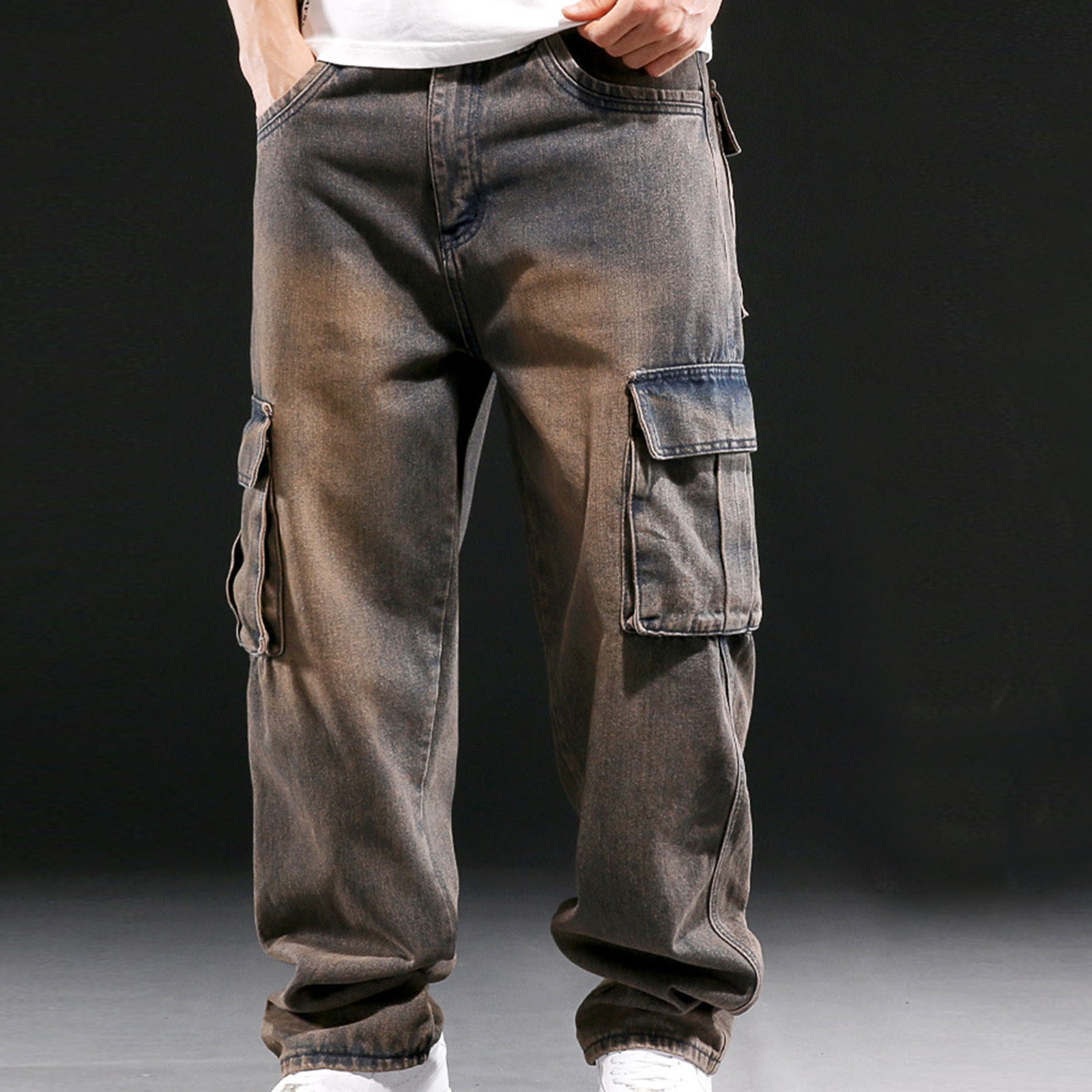 kakina CMSX Fashion Baggy Straight Leg Cargo Jean for Mens Clearance ...