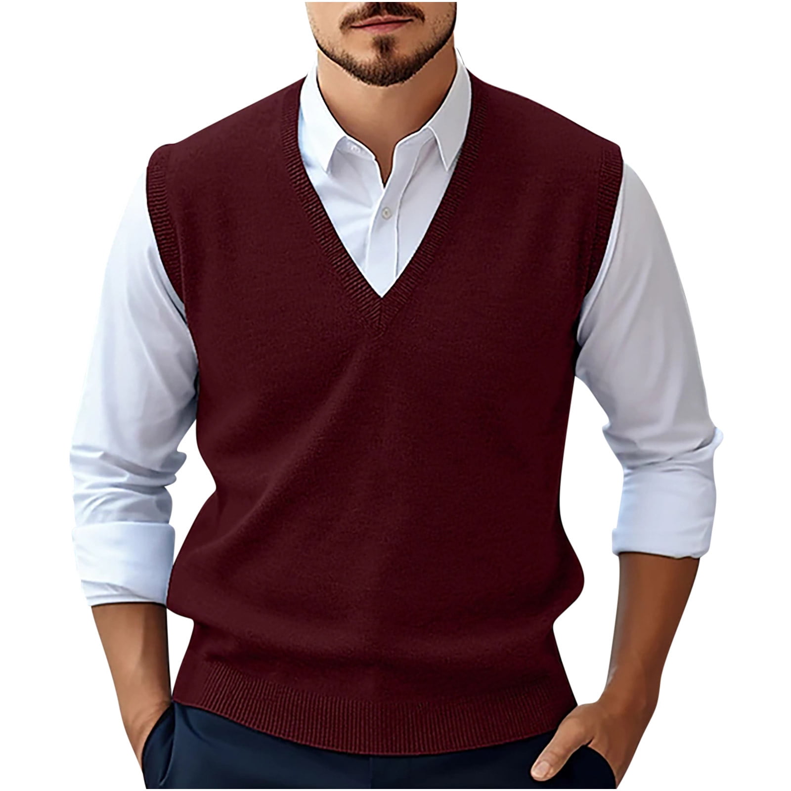 kakina CMSX Knitted Sweater Vest for Men,Fashion Casual Classic V Neck ...