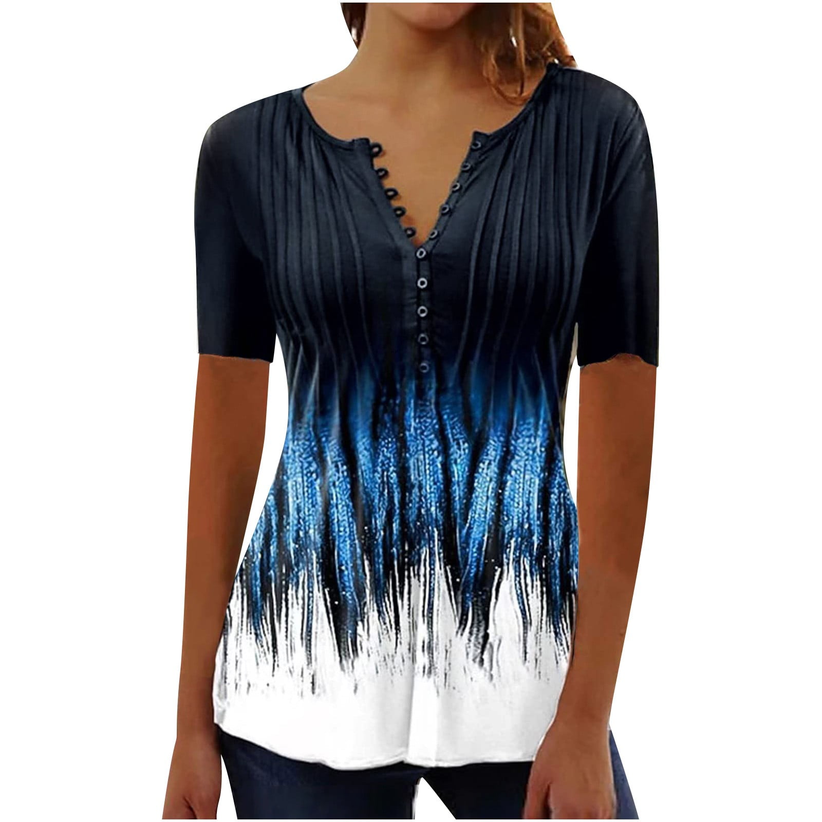 kakina CMSX Office Shirts for Women Plus Size Summer Fold Printed ...