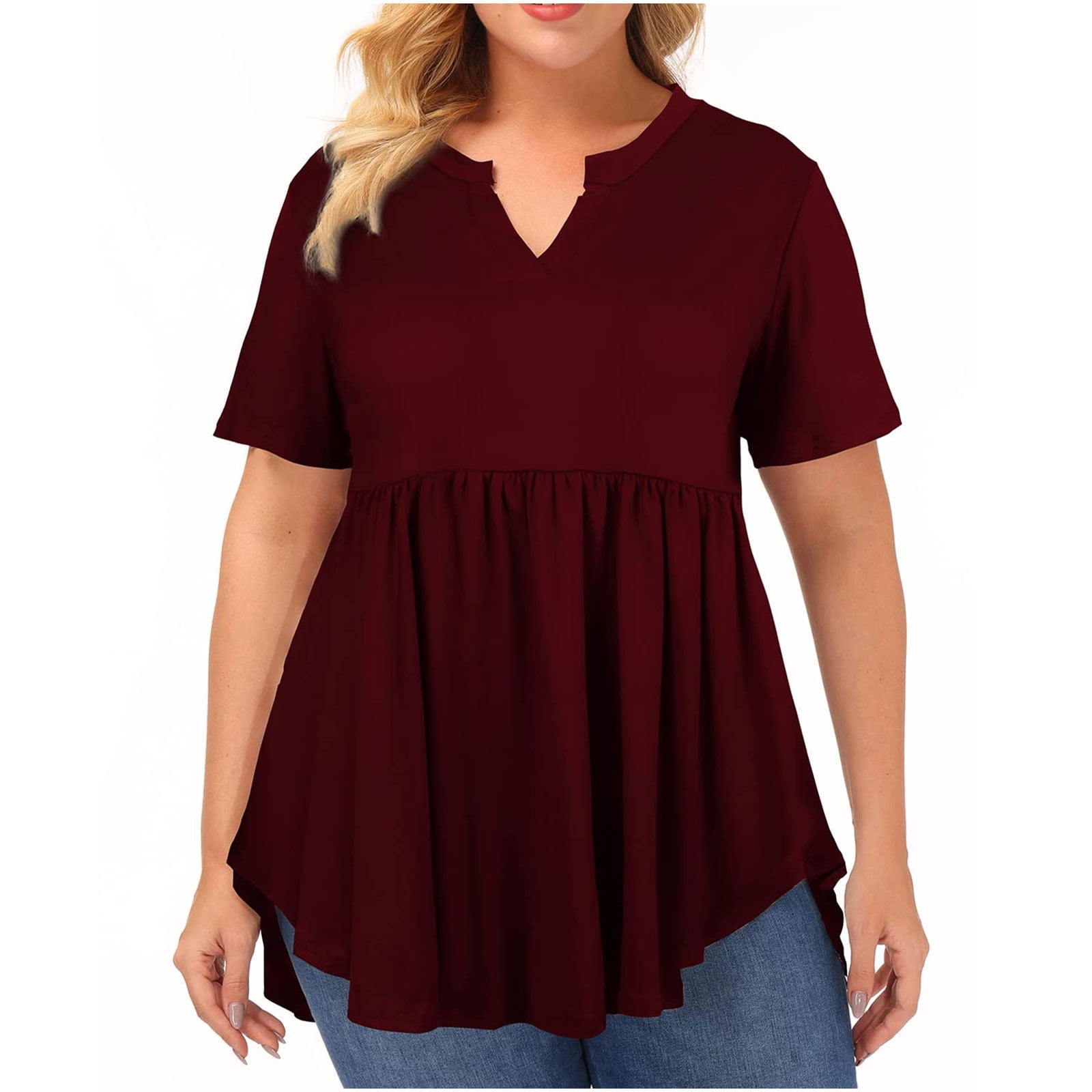 kakina CMSX Plus Size top Clearance Women Plus Size Loose Short Sleeve ...