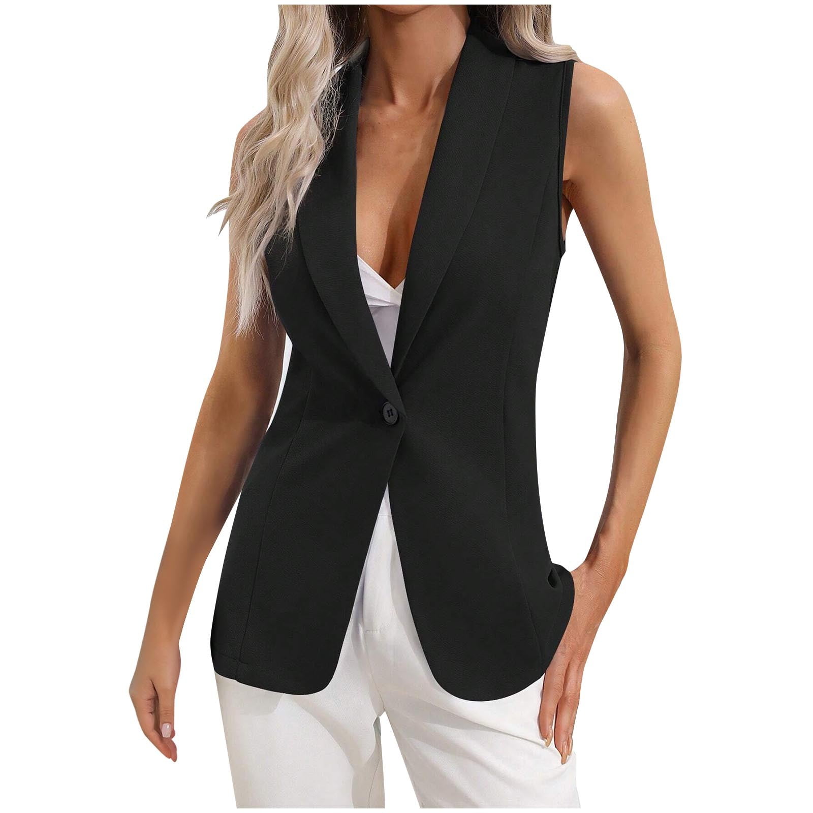 kakina CMSX Women's Sleeveless Blazer Jackets,Summer Fashion ...