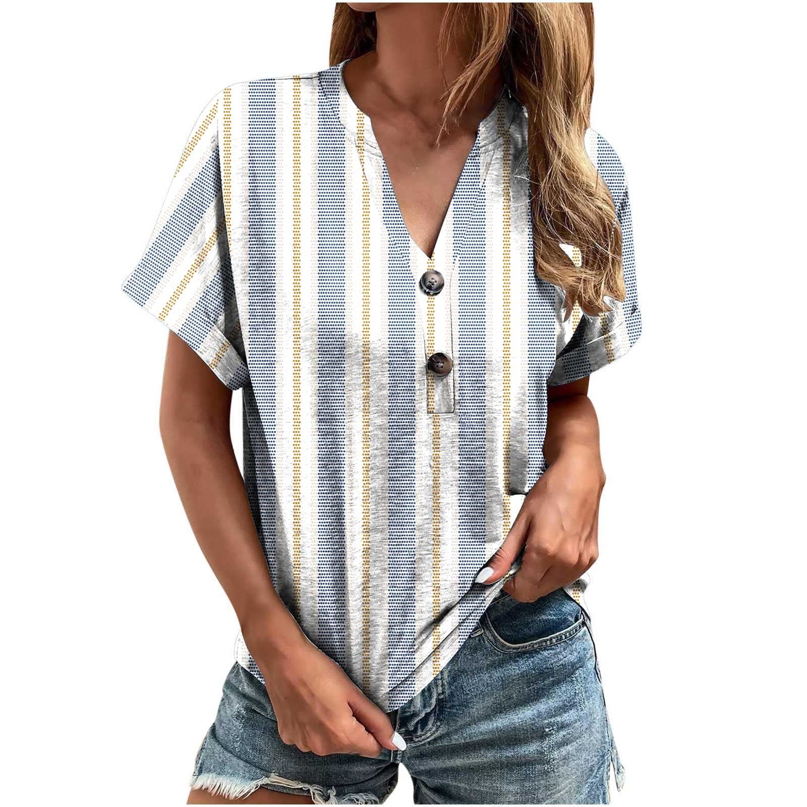 kakina CMSX Womens Business Tops for Work Plus Size Summer V Neck ...