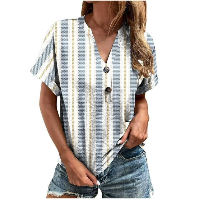 kakina CMSX Womens Business Tops for Work Plus Size Summer V Neck ...