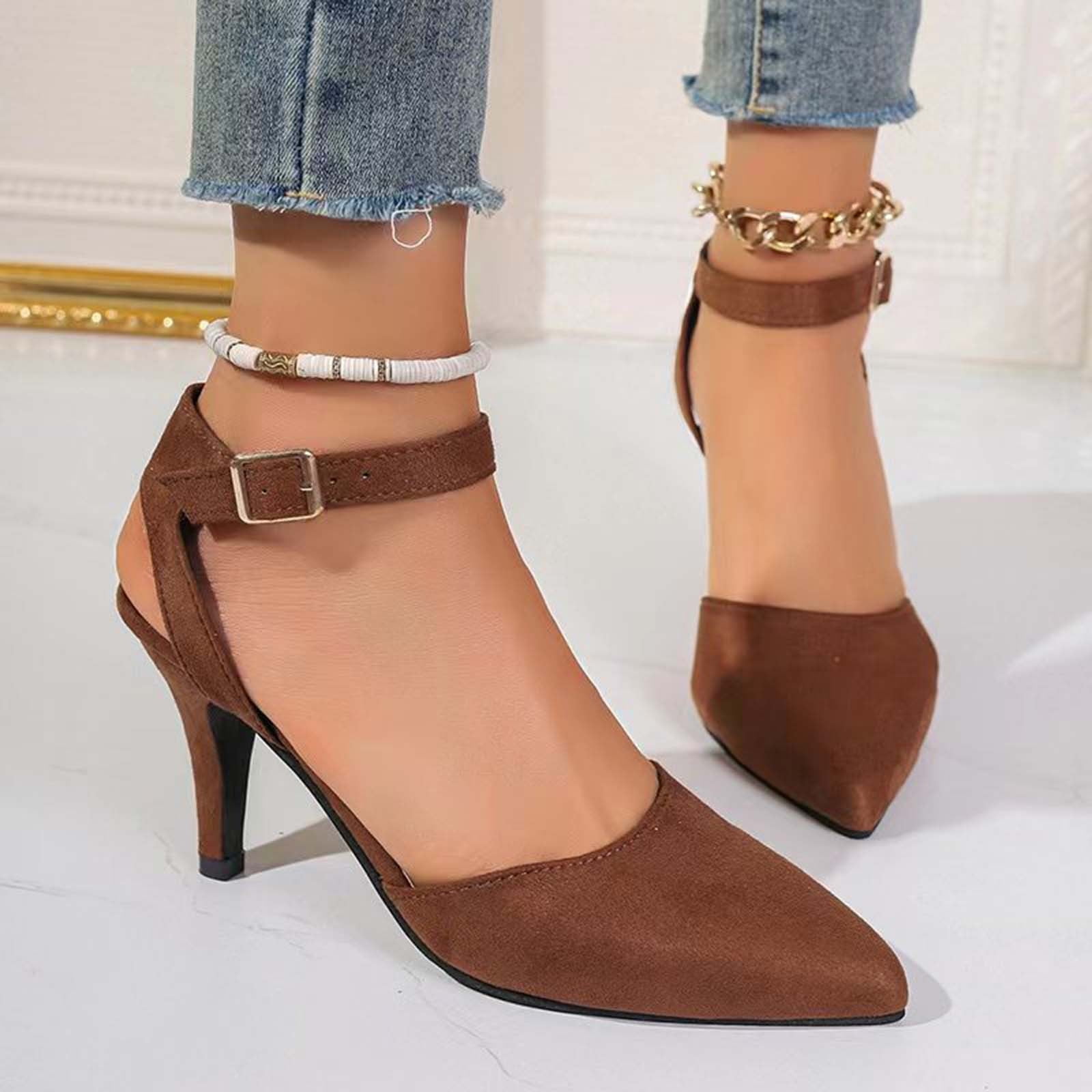 kakina CMSX Womens Low Heels Closed Toe Dress Shoes Kitten Heel Pointed ...