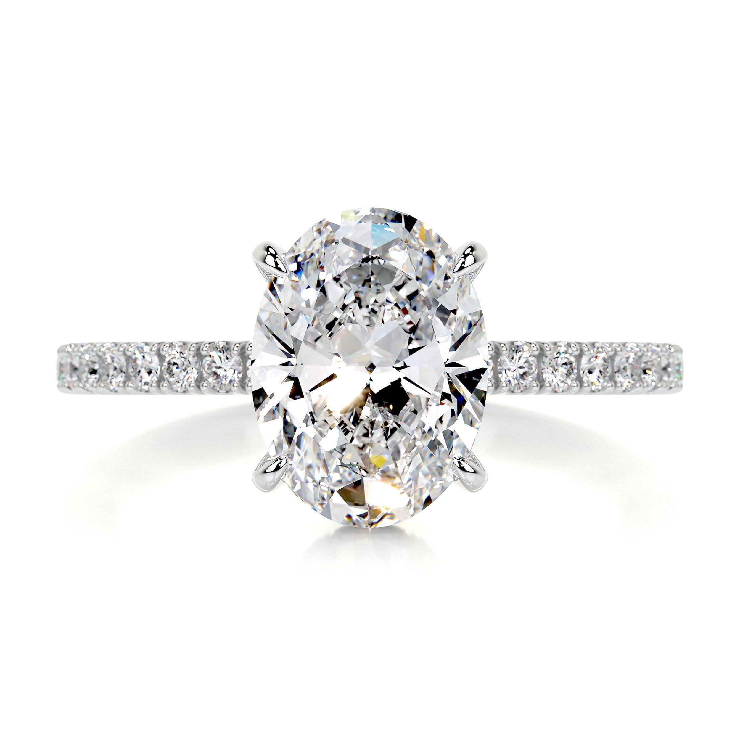 Kalapi Jewel Wedding Ring - 14K White Gold Plated Ring for Her - Oval Cut Excellent 2 Ct Diamond ...