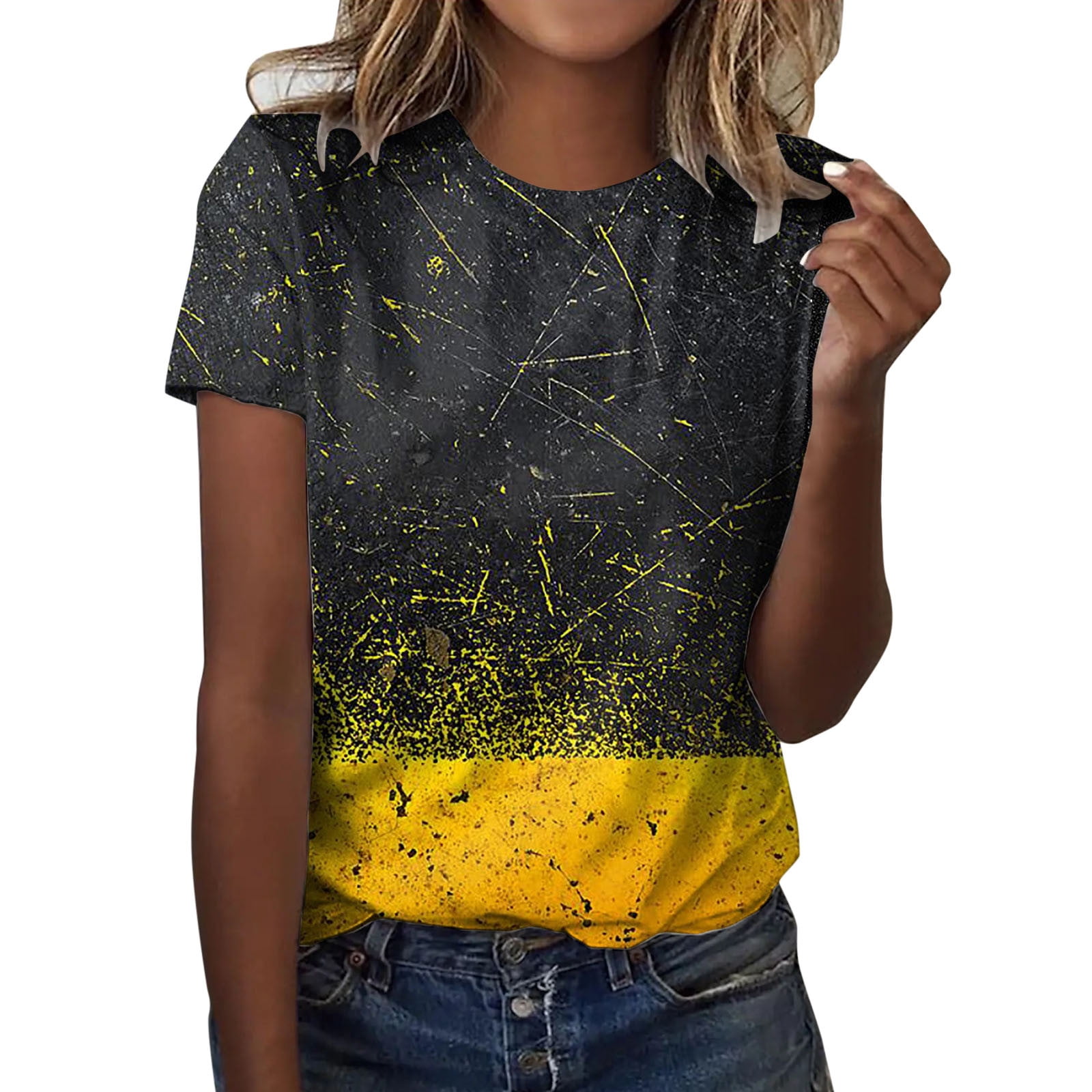kamemi Womens Tshirts Women Fitted Basic Tee Crew Neck Short Sleeve Y7K ...