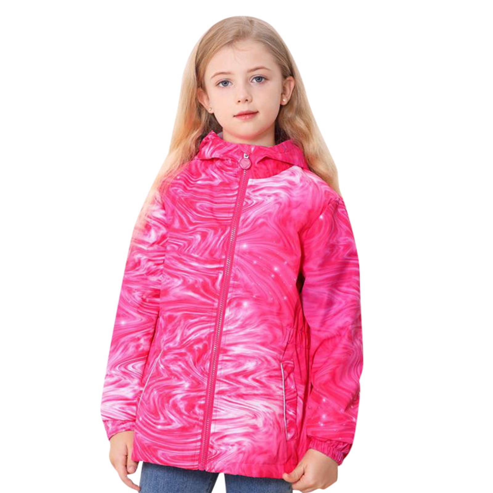 kamemir Girls Rain Jacket Lightweight Waterproof Hooded Cotton Lined ...